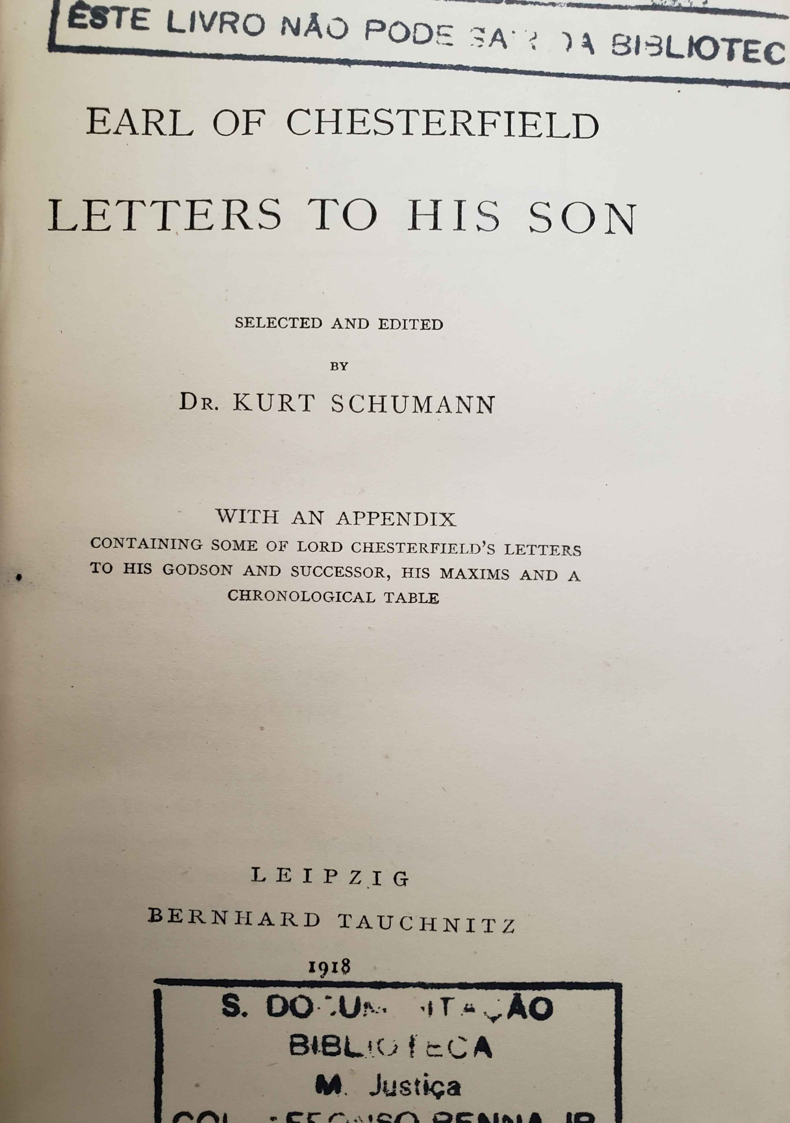 DSpace MJ: Earl of chesterfield letters to his son